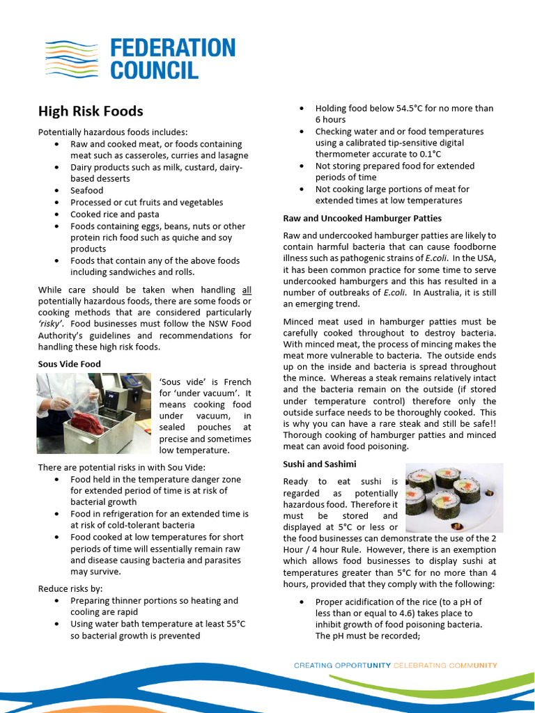 High-Risk Foods and Safety Guidelines | PDF | Raw Foodism | Cooking