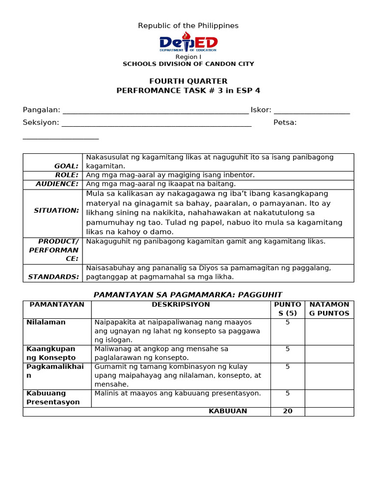 Grasps Grade-4 PT3 Sy2021-2022 | PDF