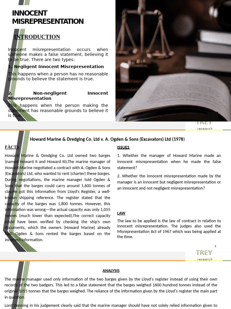 Grp5 Innocent Misrepresentation 1 | PDF | Misrepresentation | Common Law