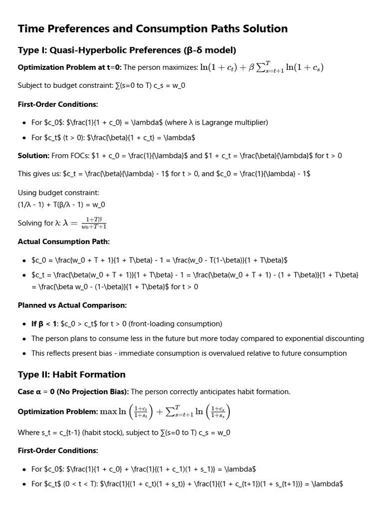 Time Preferences and Consumption Paths Solution | PDF | Consumption ...