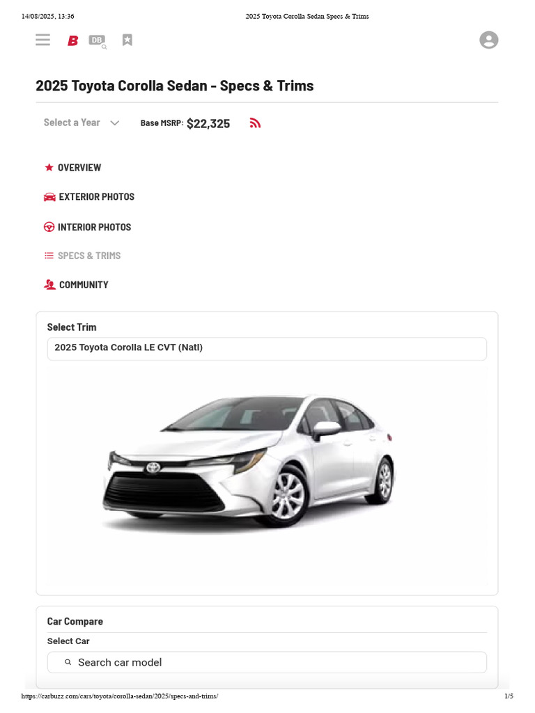 2025 Toyota Corolla Specifications Overview | PDF | Fuel Economy In ...