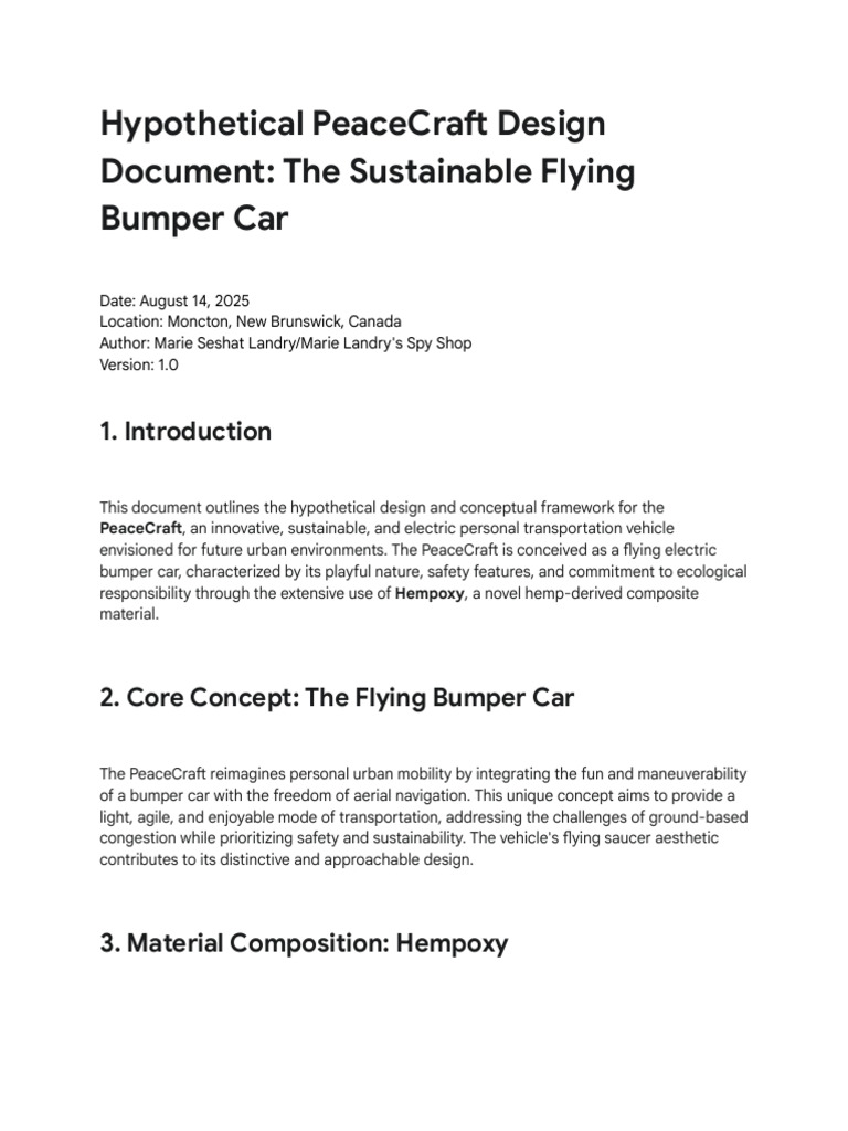 Hypothetical PeaceCraft Design Document 1.0 - The Sustainable Flying ...