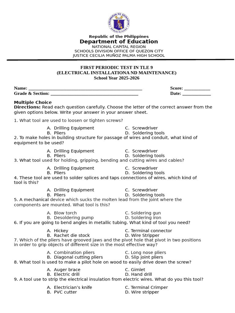 Periodic Test EIM 1ST Quarter | PDF | Electrical Connector | Voltage