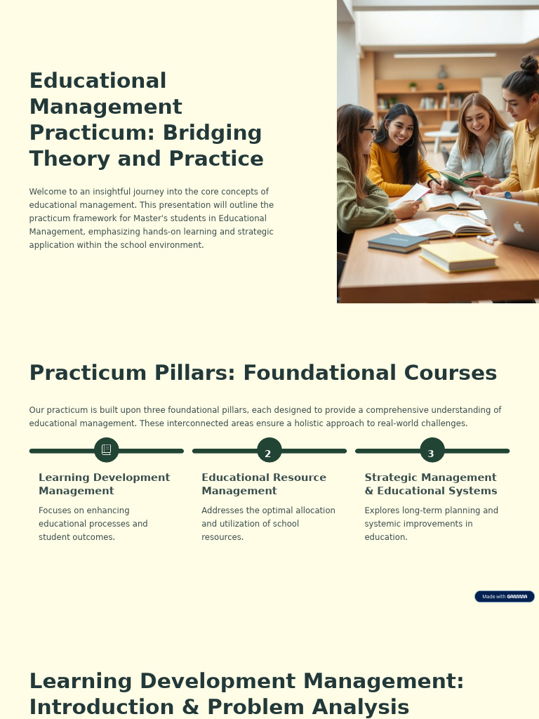 Educational Management Practicum Guide | PDF | Strategic Management ...