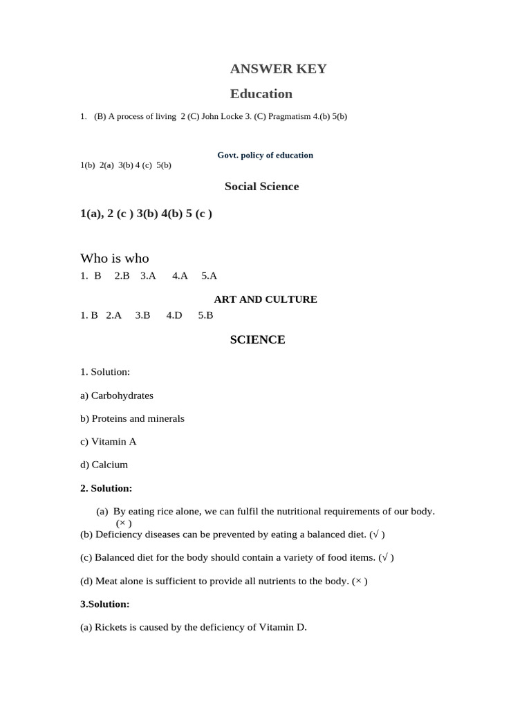 Answer Key (General Awareness) | PDF