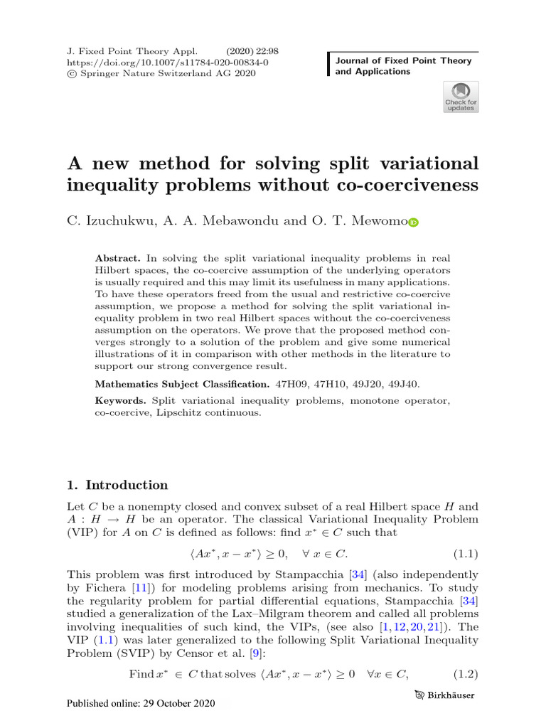 A New Method For Solving Split Variational Inequality Problems Without ...