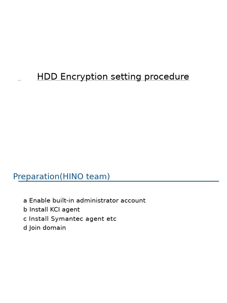 HDD Encryption Initial Setup Procedure | PDF
