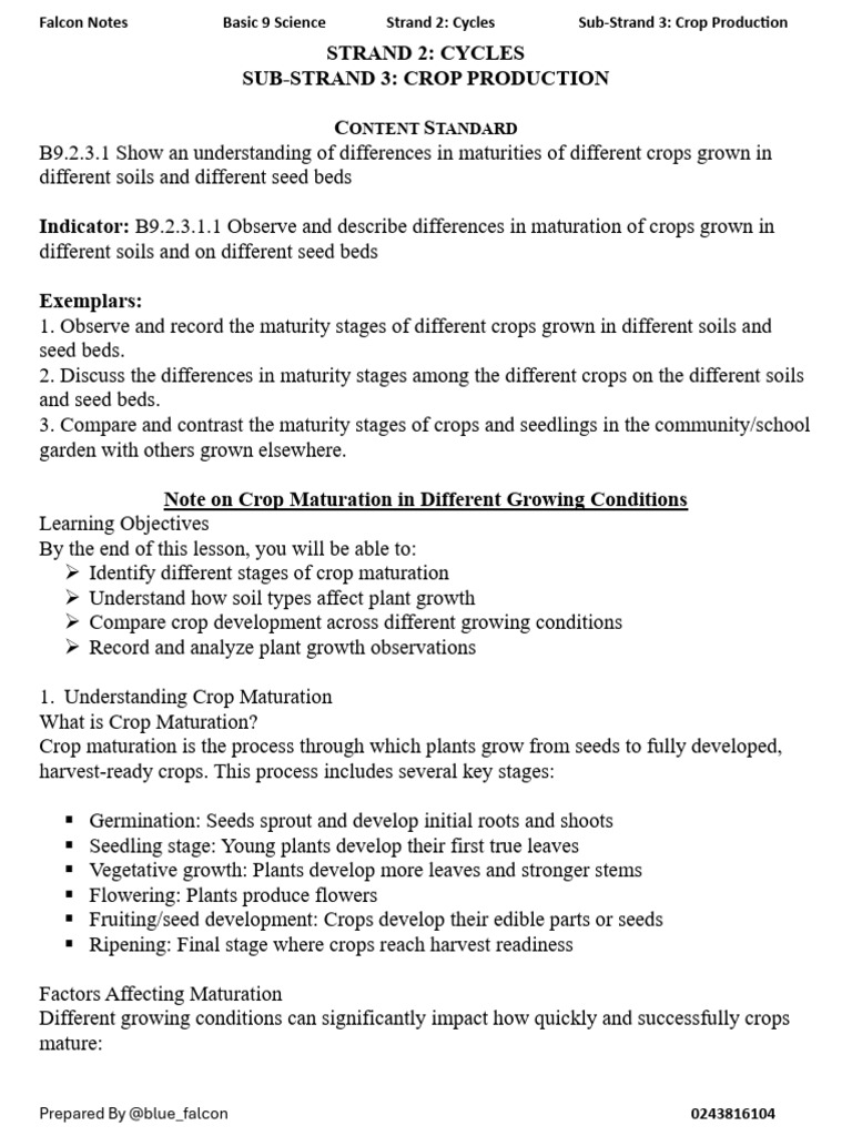 Stages of Crop Maturation Explained | PDF | Agriculture | Crop Rotation