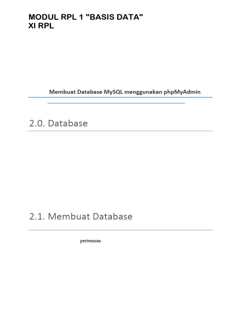 Membuat Database Dengan Menggunakan PHPMYADMIN | PDF