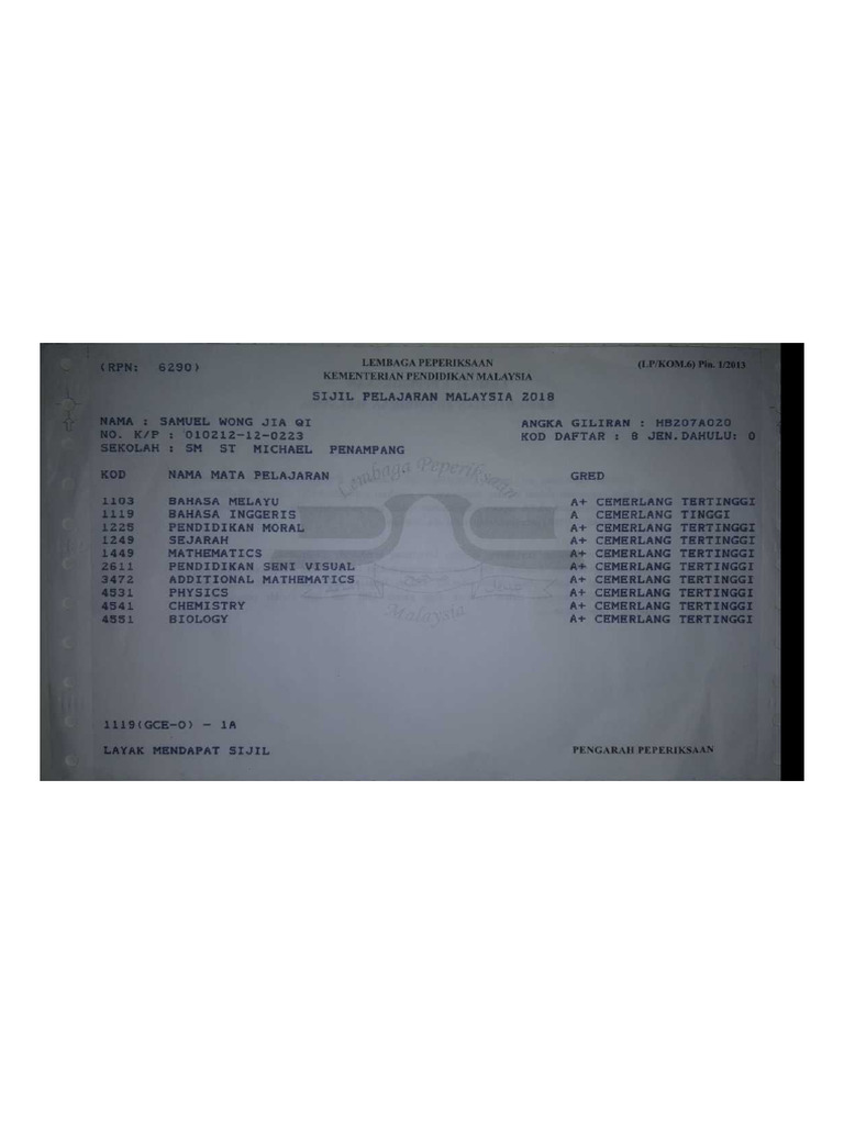 Slip Keputusan SPM 250808 185348 | PDF