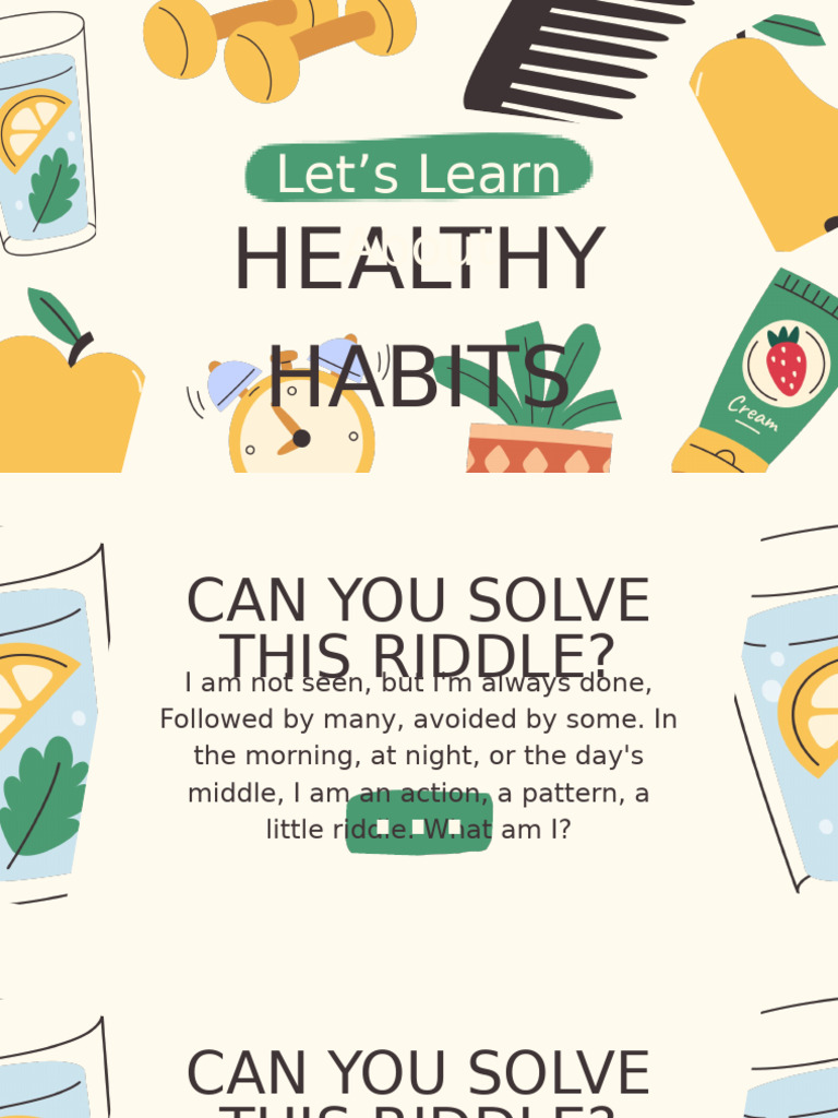 Let's Learn About Healthy Habits Educational Presentation in Yellow and ...