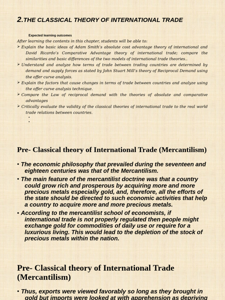 International Trade PPT 2 | PDF | Comparative Advantage | Mercantilism
