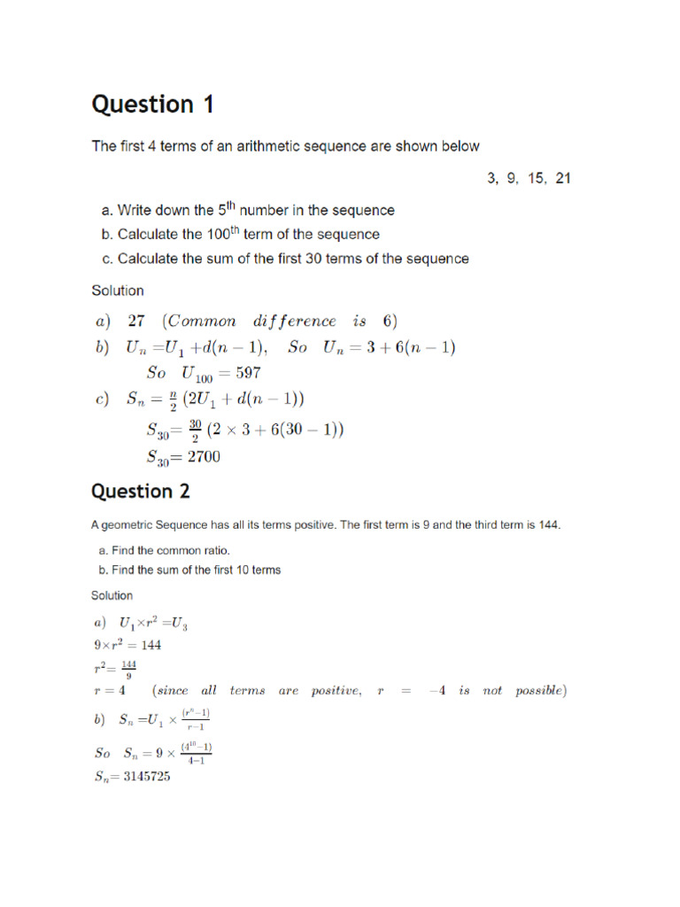 Arithmetic Answers | PDF