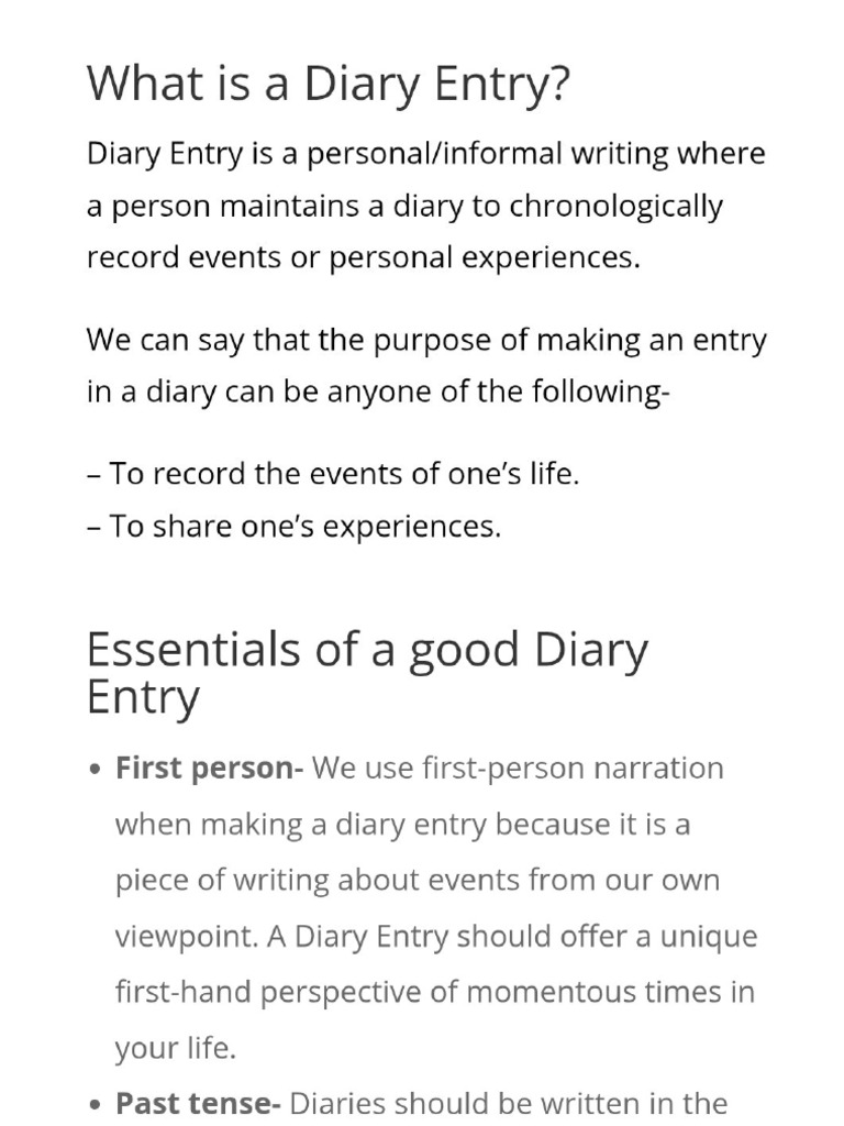 Diary Entry Class 9 | PDF