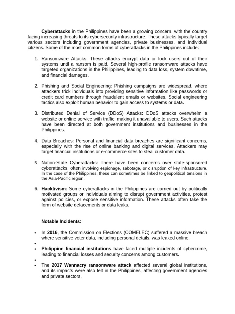 Cybersecurity Threats in the Philippines | PDF | Security | Computer ...