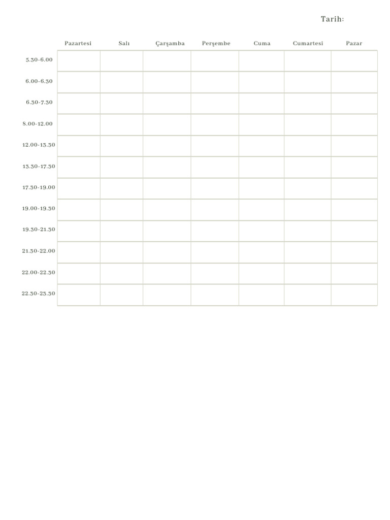 Minimal Weekly Schedule - US Letter | PDF