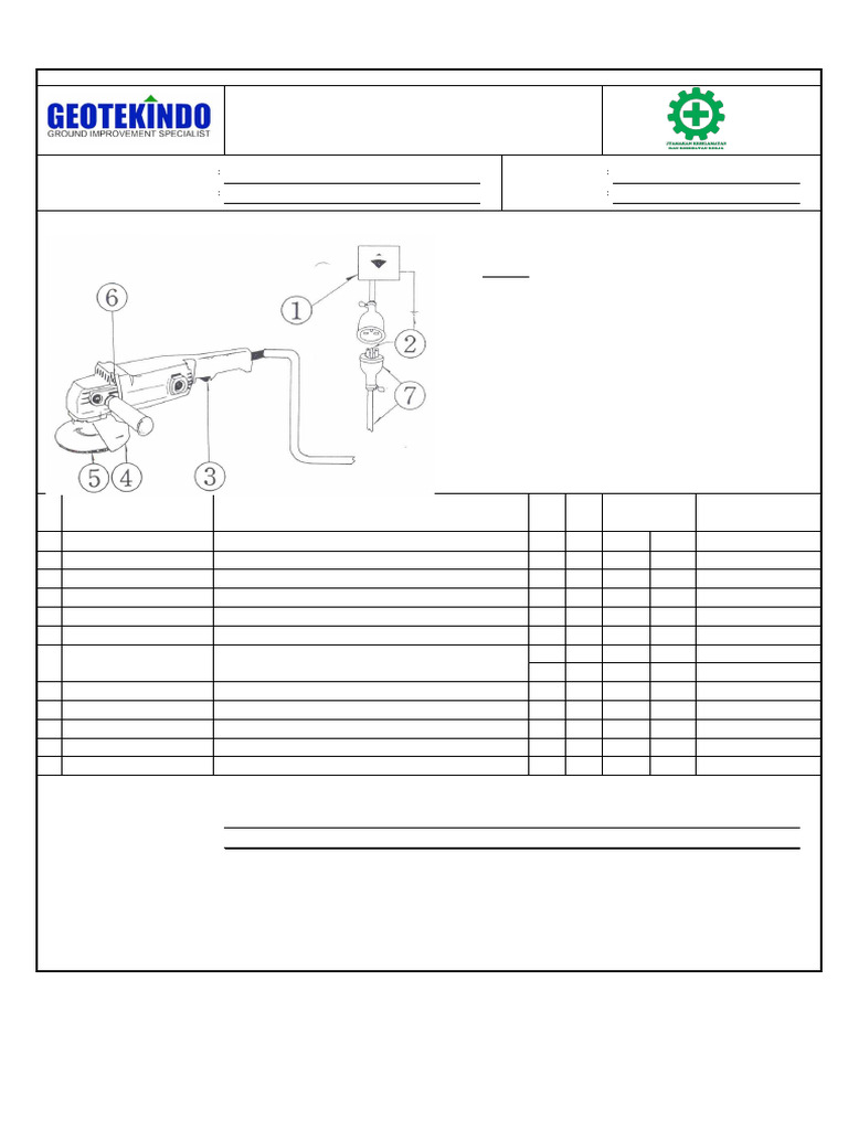Form Checklist Inspeksi Gerinda Tangan | PDF