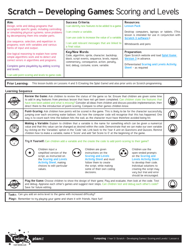 Lesson Plan Scoring and Levels | PDF | Algorithms | Debugging