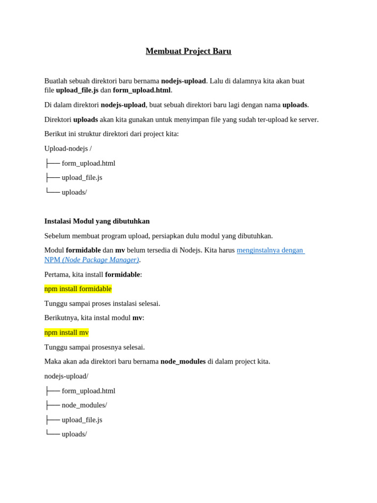 Panduan Menggunakan Formidable di Node.js | PDF