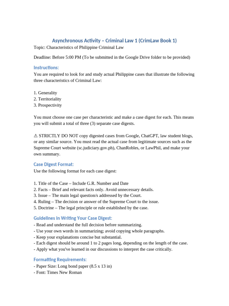 CrimLaw1 Asynchronous Activity | PDF