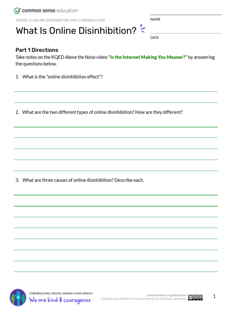Grade 11 - Online Disinhibition and Cyberbullying - What Is Online ...