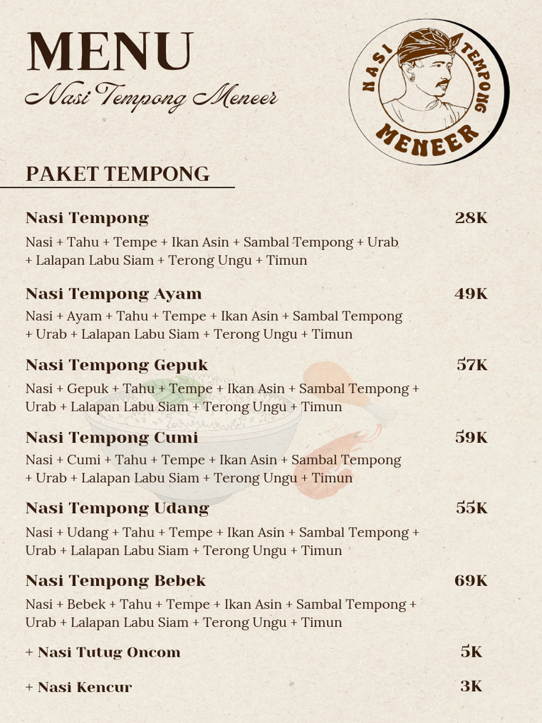 Menu Nasi Tempong Meneer | PDF