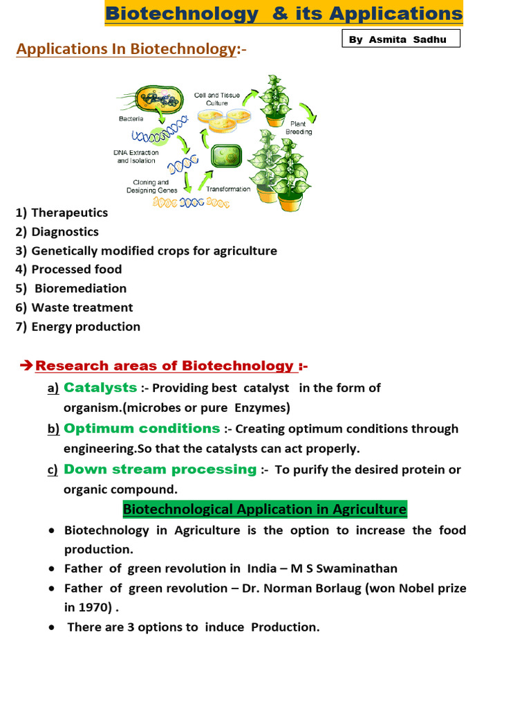 Biotechnology Applications and Research | PDF | Molecular Biology ...