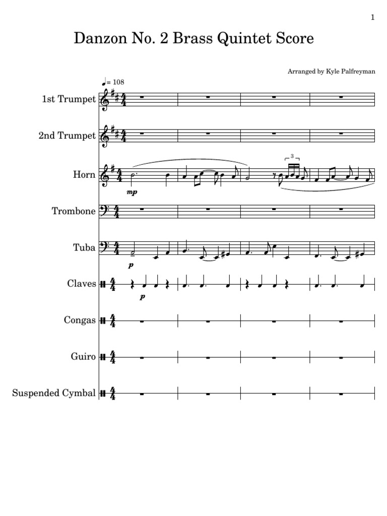 Danzón No. 2 para Quinteto de Metales | PDF