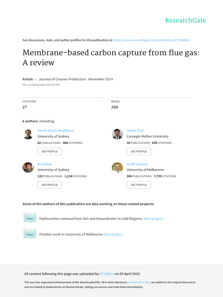 Membrane Carbon Capture Review | PDF | Carbon Dioxide | Enhanced Oil ...