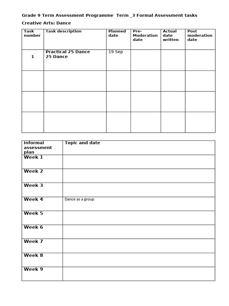 Grade 8 Drama Term Assessment Program Template 2024 | PDF