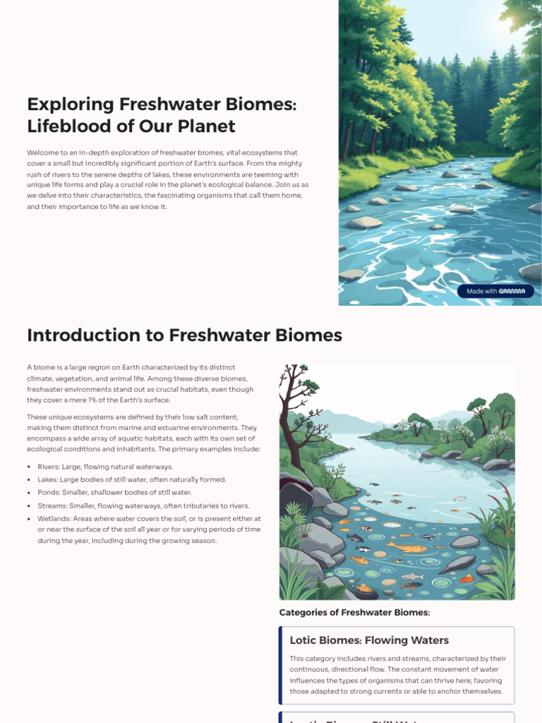 Exploring Freshwater Biomes Lifeblood of Our Planet | PDF | Fresh Water ...
