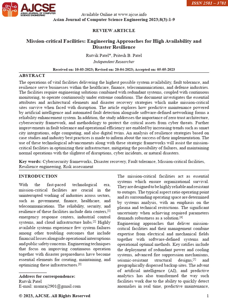 Engineering for Mission-Critical Resilience | PDF | Computer Security ...