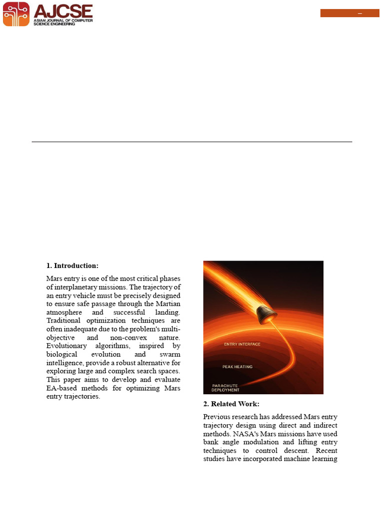 Trajectory Optimization Using Evolutionary Algorithm For Mars Entry