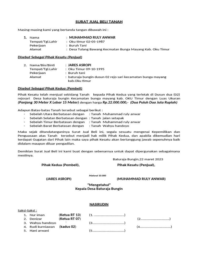 Form Surat Tanah | PDF