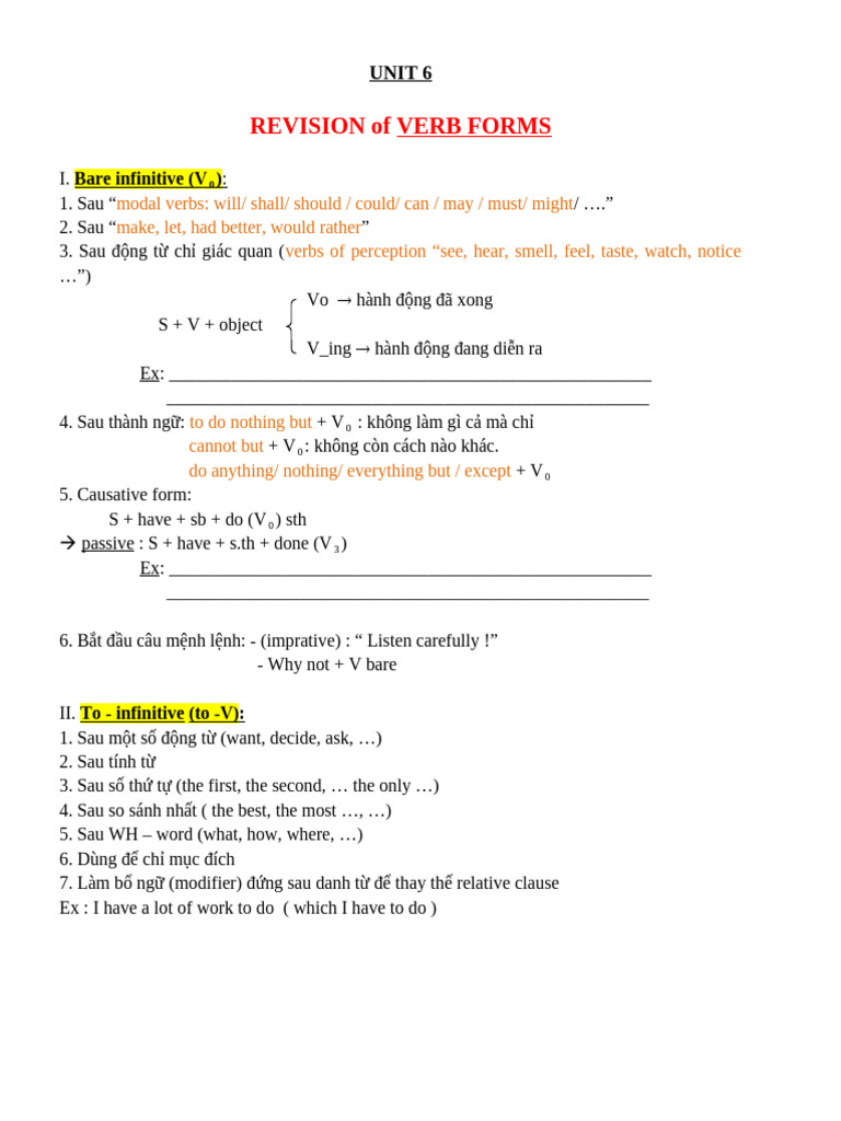 E11 U6 Revision of Verb Forms (1) | PDF