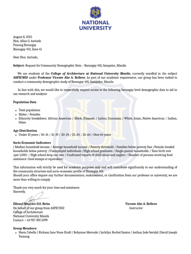 Request Letter Barangay | PDF