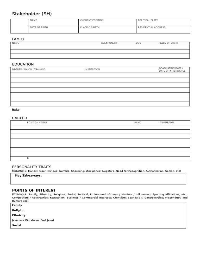 Stakeholder Template | PDF