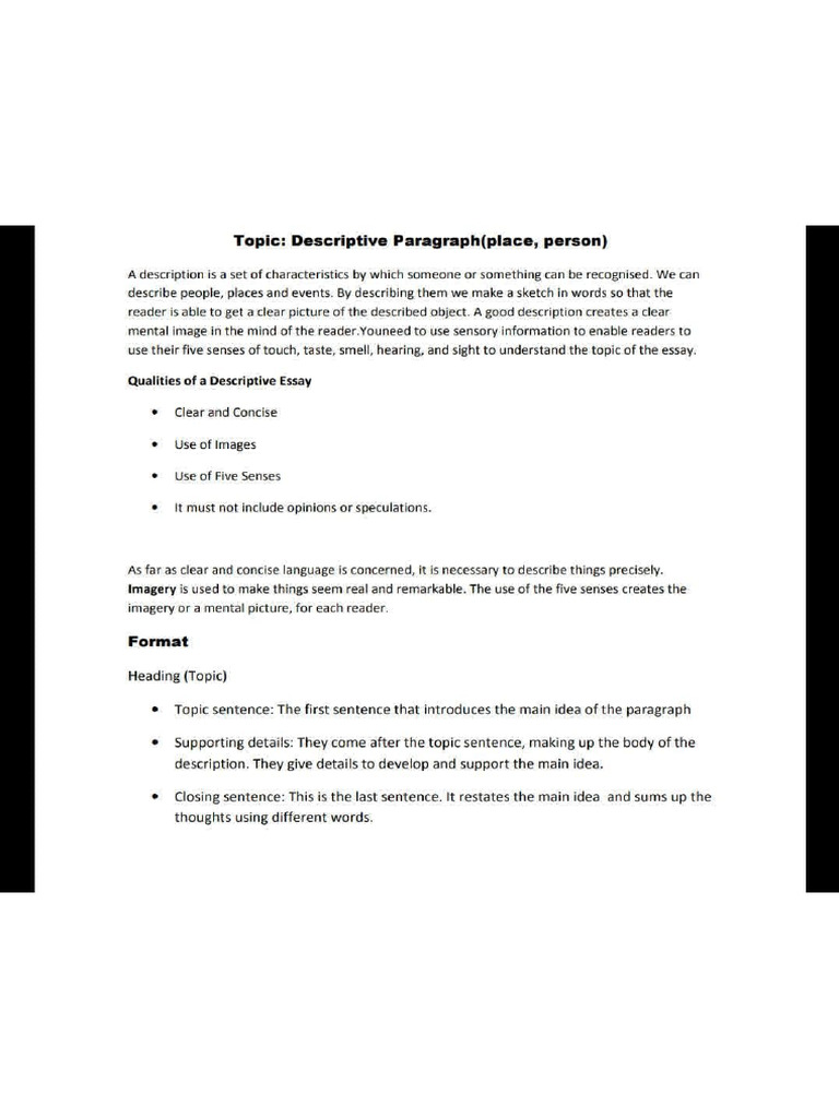 Descriptive Paragraph | PDF