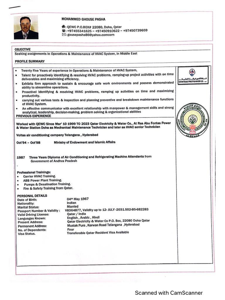 Mohammed Ghouse Pasha CV | PDF