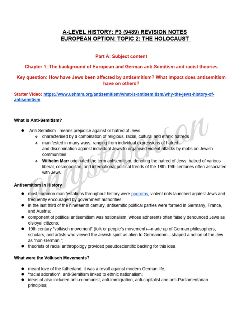 Cie A Level History p3 (9489) - Complete-Revision-Notes Holocaust ...