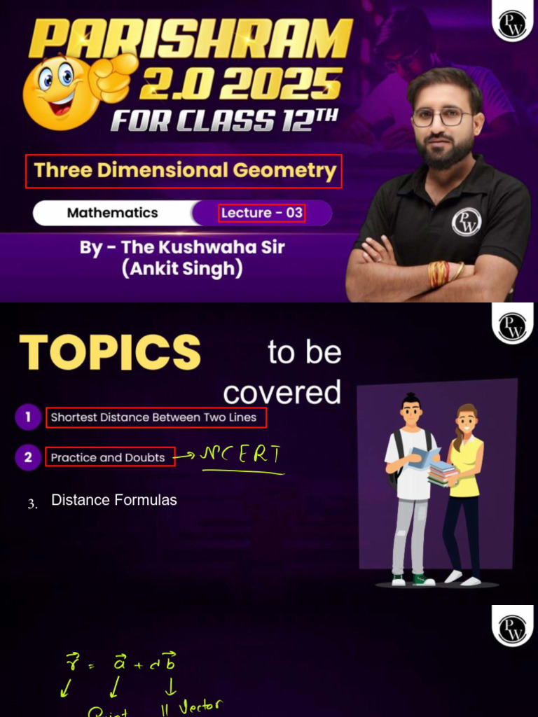 Three Dimensional Geometry 03 Class Notes Parishram 2.0 | PDF