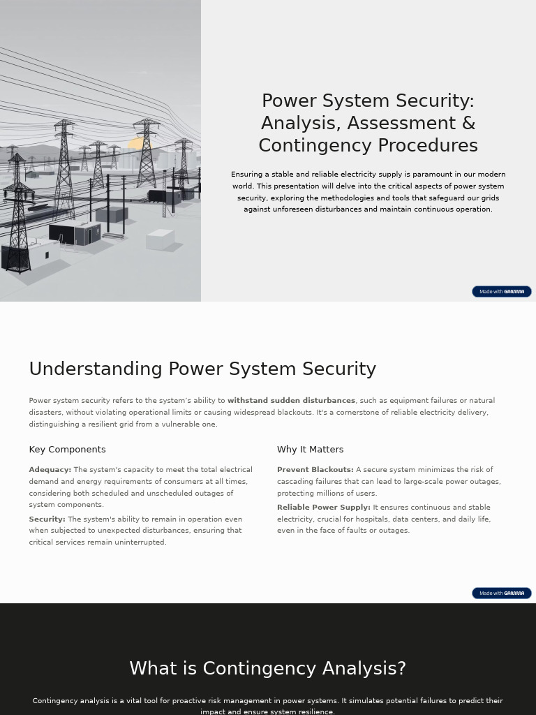 Power System Security Analysis Assessment and Contingency Procedures | PDF | Artificial ...
