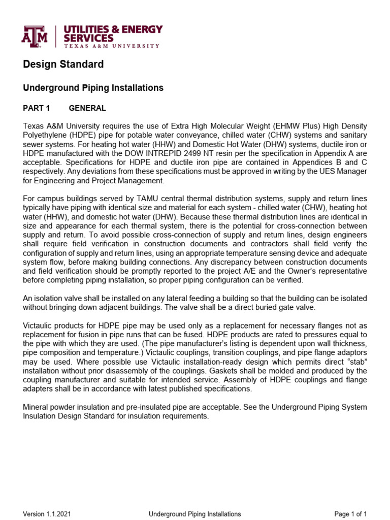 Underground Piping Installations | PDF | Pipe (Fluid Conveyance ...