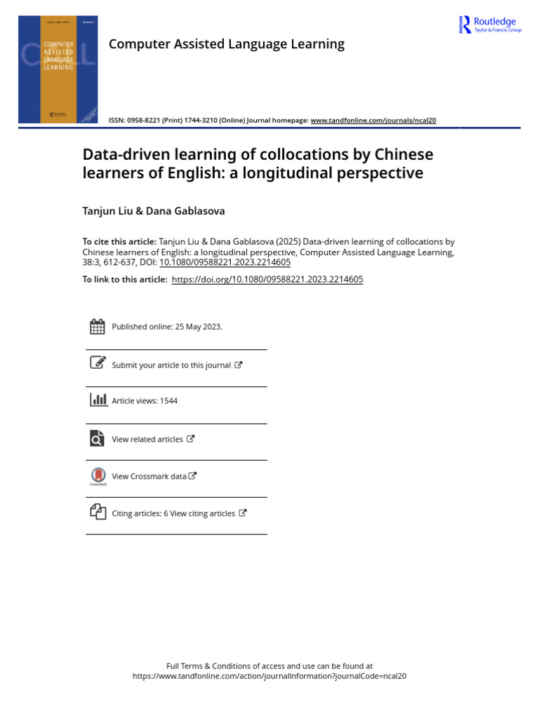 Longitudinal DDL for Chinese L2 Collocations | PDF | Second Language ...