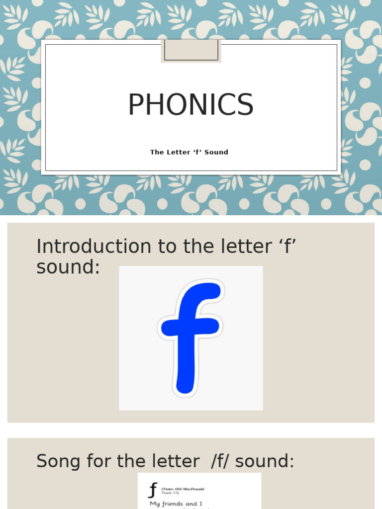 Learning the Letter 'F' Sound | PDF