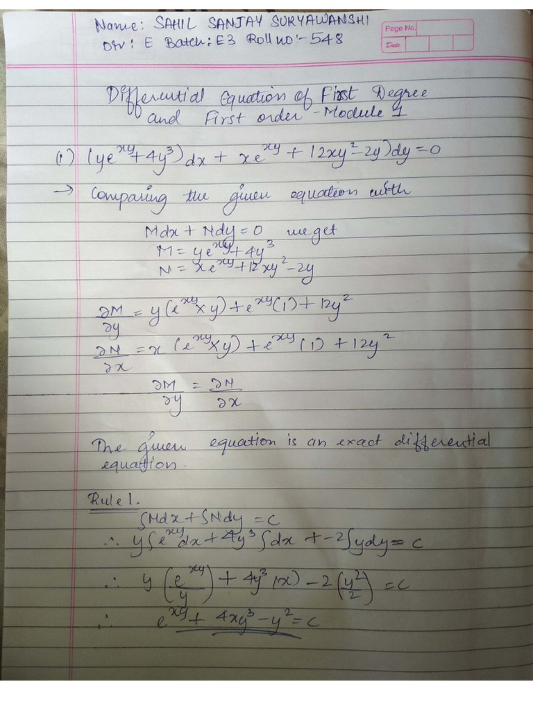 diff equations of 1st degree | PDF