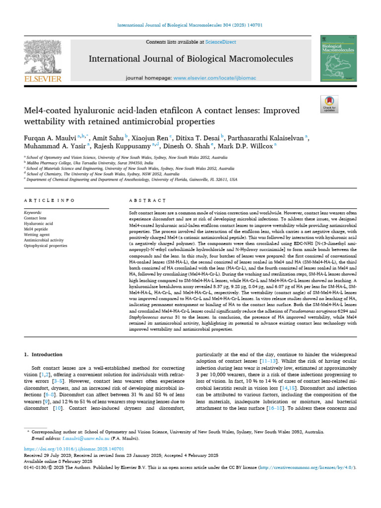 International Journal of Biological Macromolecules, Mel4-Coated HA ...
