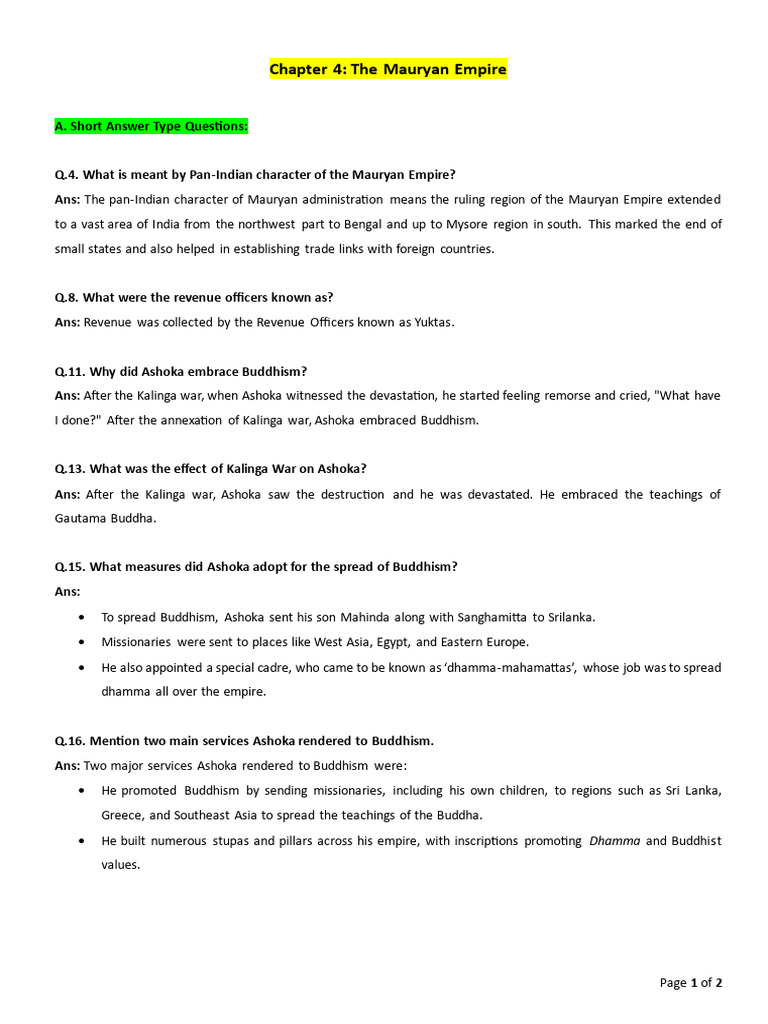 Chapter 4 - The Mauryan Empire | PDF | Ashoka | Nāstika