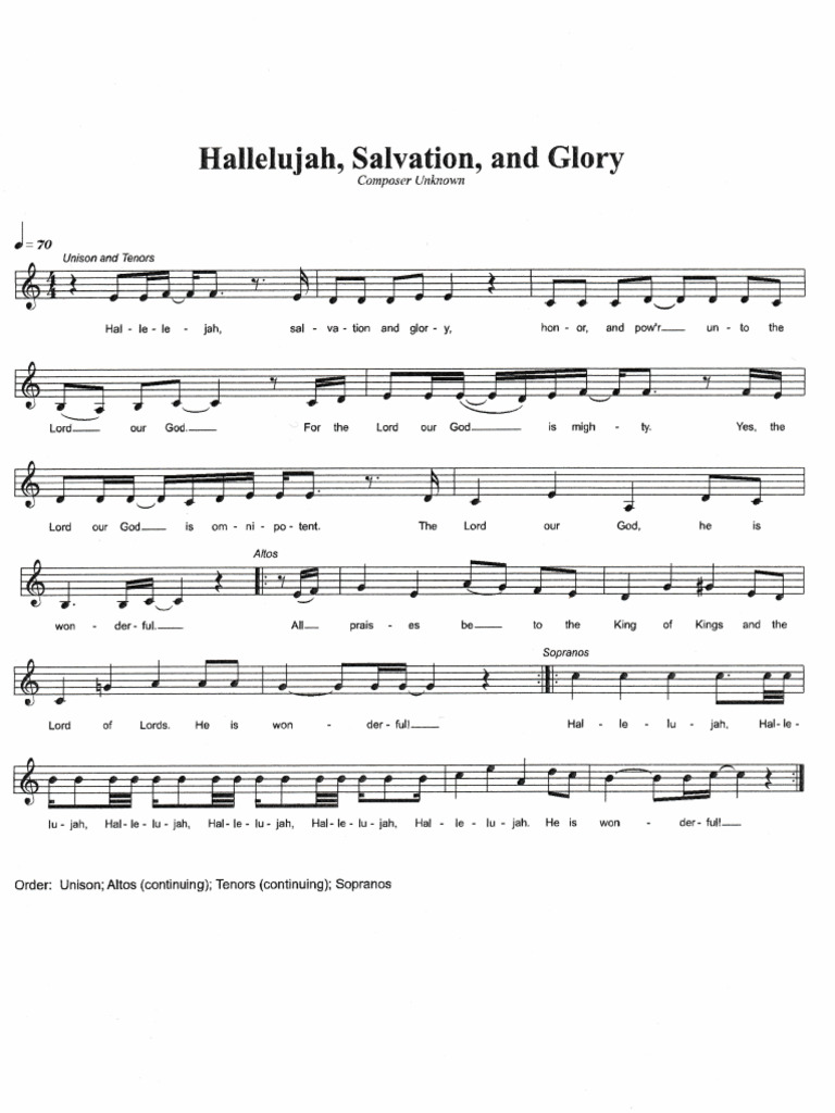 Hallelujah Lyrics for Unison and Tenors | PDF