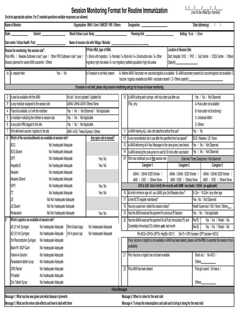 RI Session Monitoring Format - 2013 | PDF | Medical Specialties ...